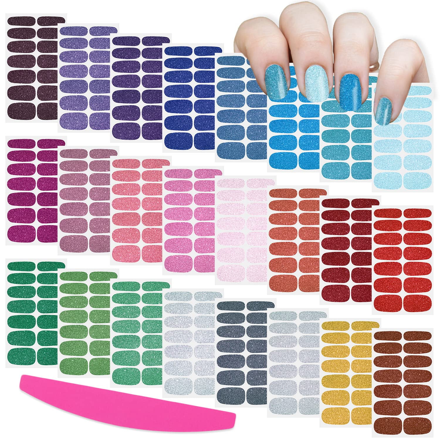 SILPECWEE 24 Sheets Nail Wraps for Women Glitter Nail Polish Strips ...