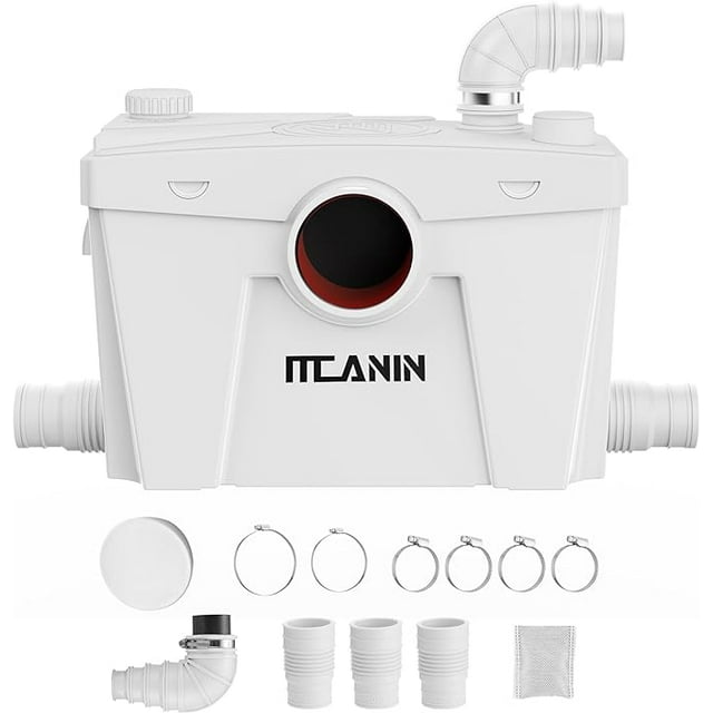 SILVEL 500W Macerator Pump for Basement, Macecrating Toilet Pump with Upgraded 2 Outlets/4 ...