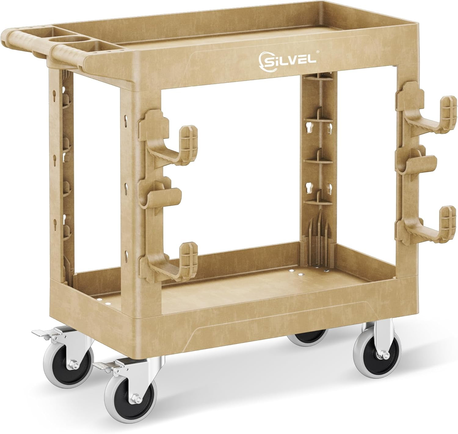 SILVEL Utility Cart Heavy Duty with Full Swivel Wheels 600LBS Capacity ...
