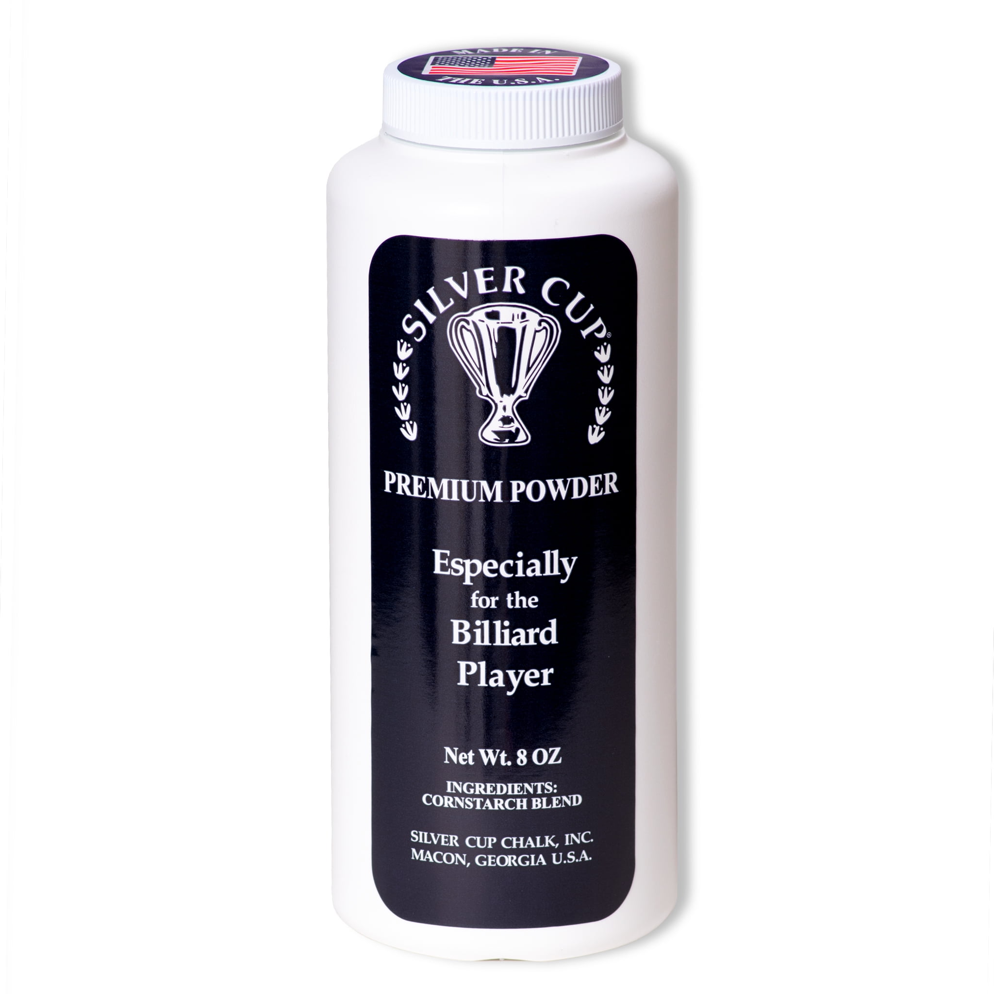 SILVER CUP Pool Billiard Premium Powder White 8 oz Bottle - Made in the ...
