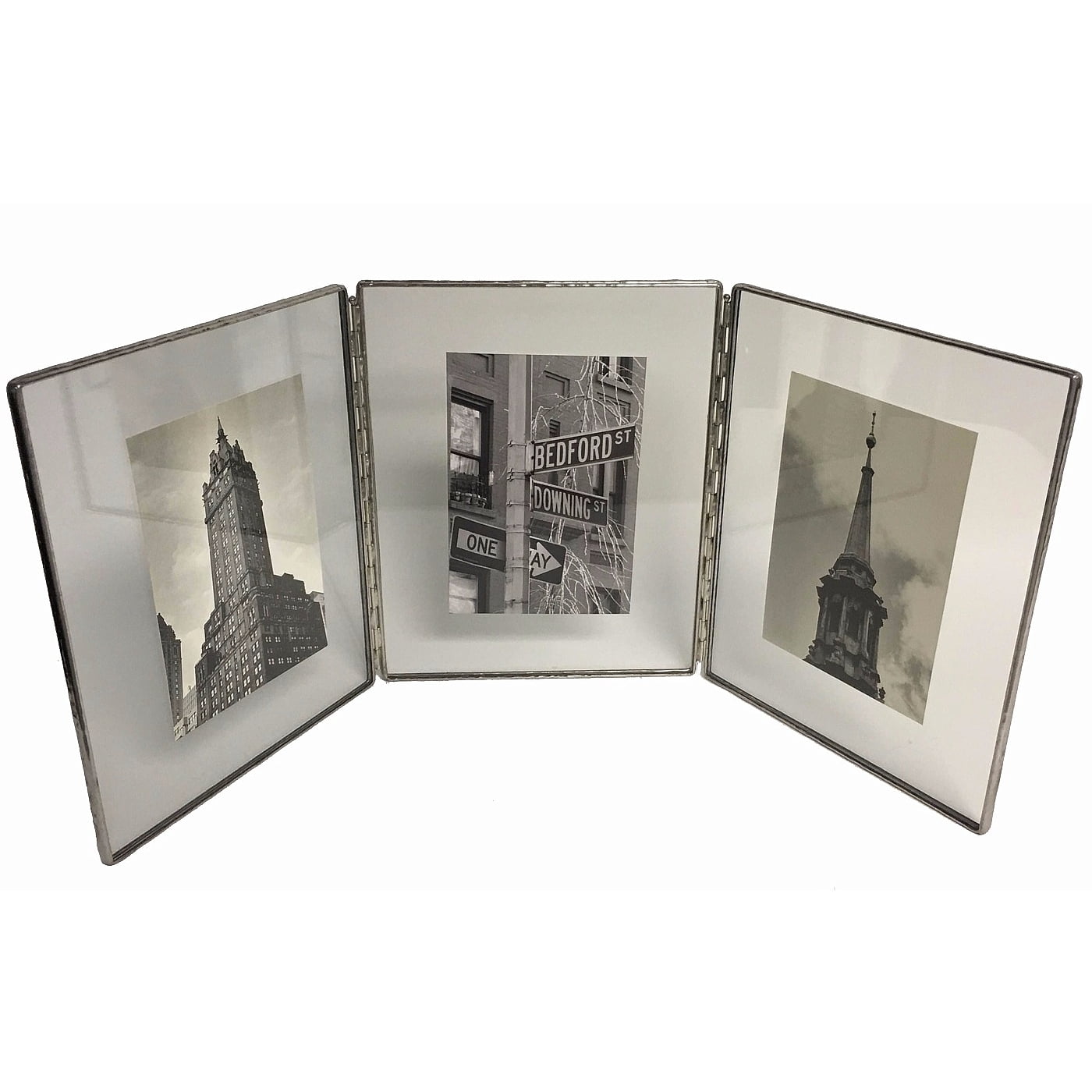 SILVER Clear-Glass Float Frame 4x5 3x4 Hinged Triple by Bedford Downing ...