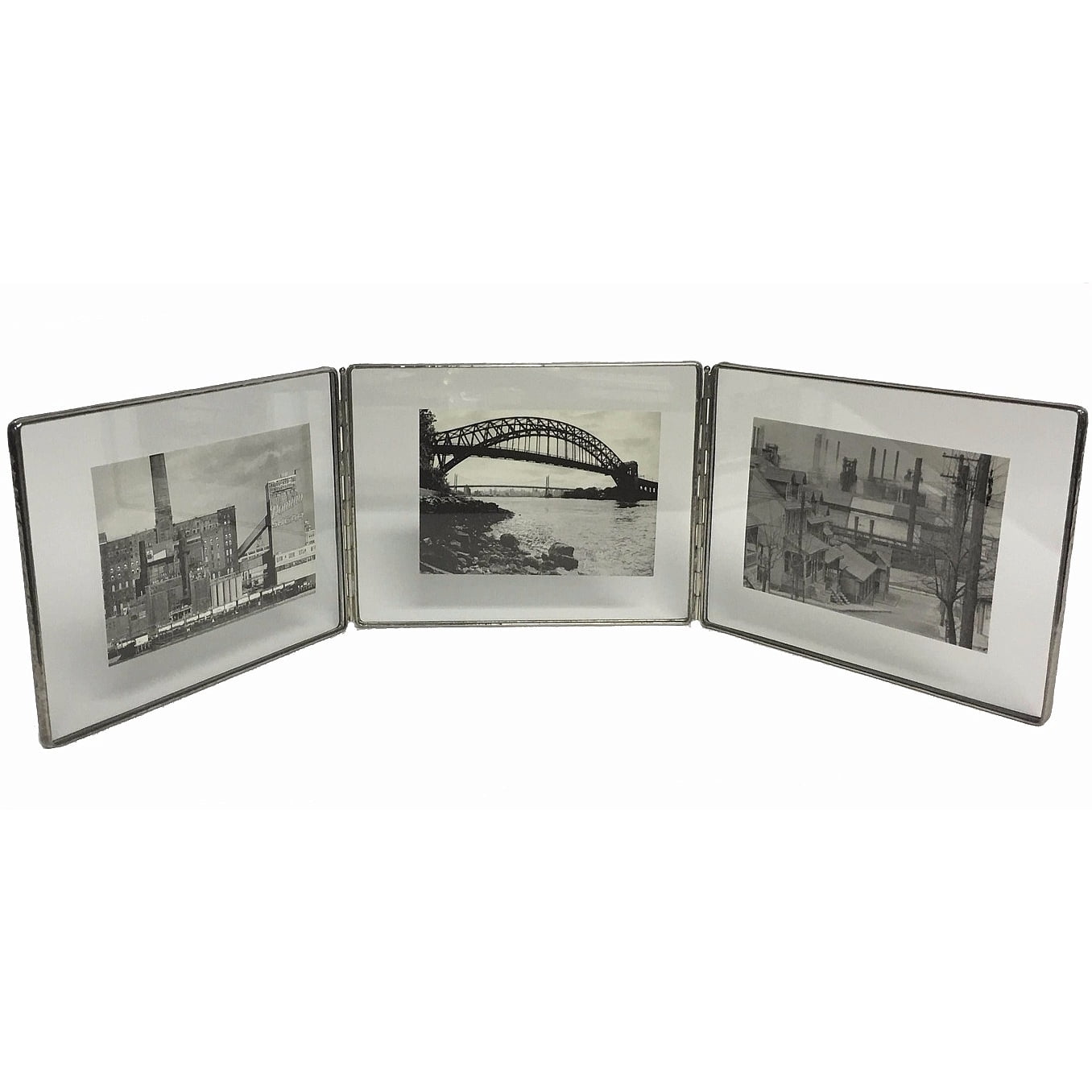 SILVER Clear-Glass Float Frame 9x7 7x5 Horz Hinged Triple by Bedford ...