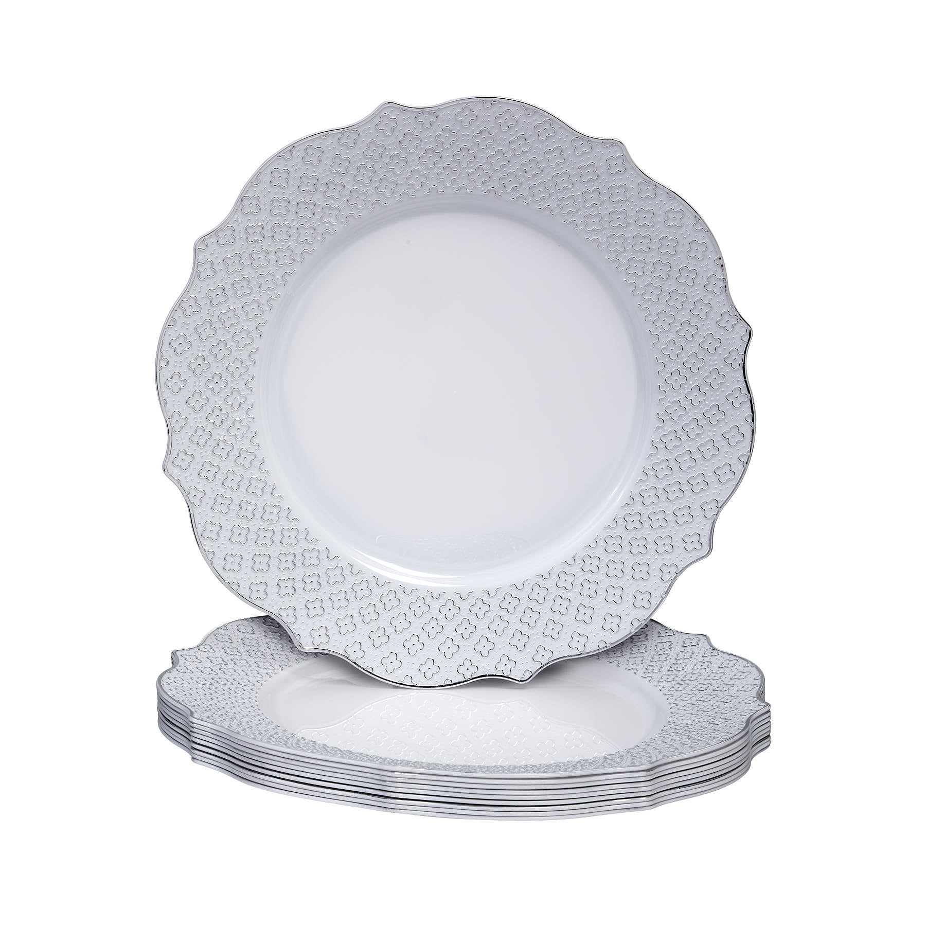 SILVER FLORAL RIMMED PLATES | Elegant Dessert Plates | Harmony ...