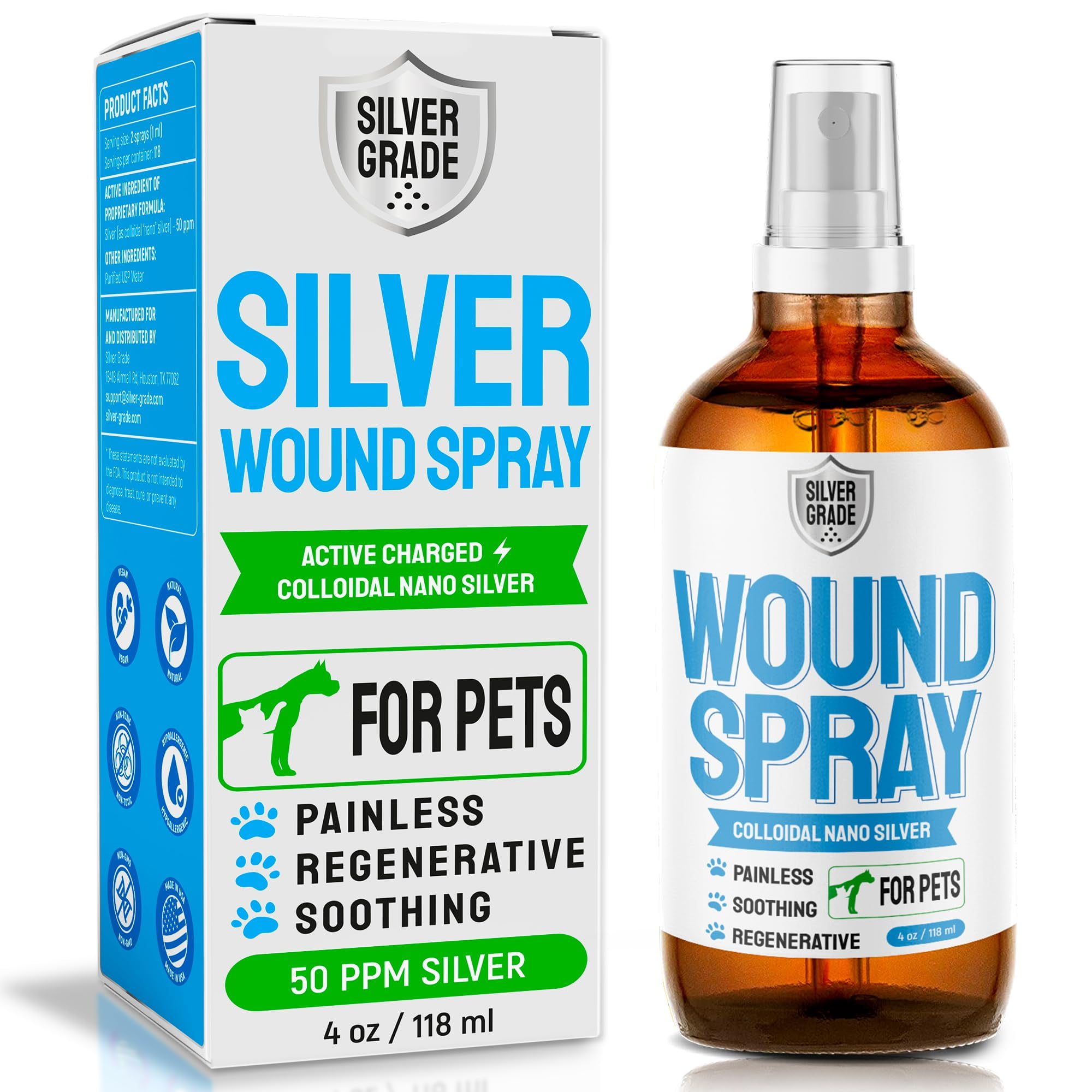 SILVER GRADE Wound Spray for Pets ATT1 Colloidal Wound and Skin Care ...