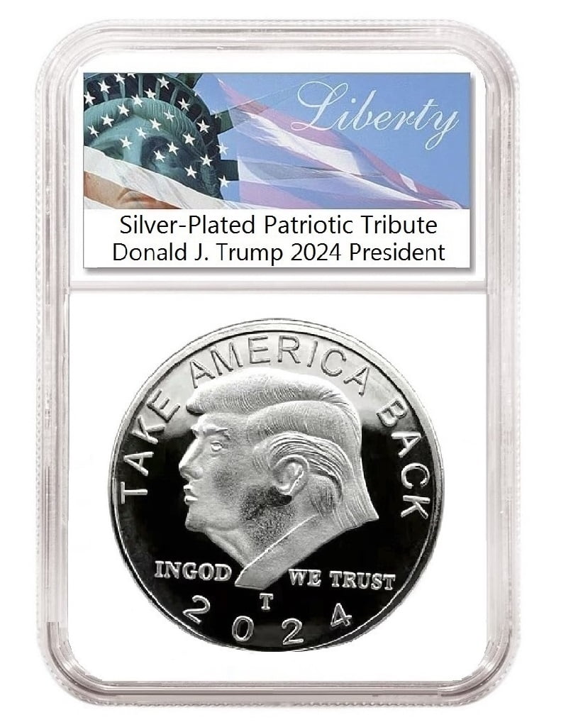 SILVER PLATED Donald J. Trump 2024 President Patriotic Tribute w ...