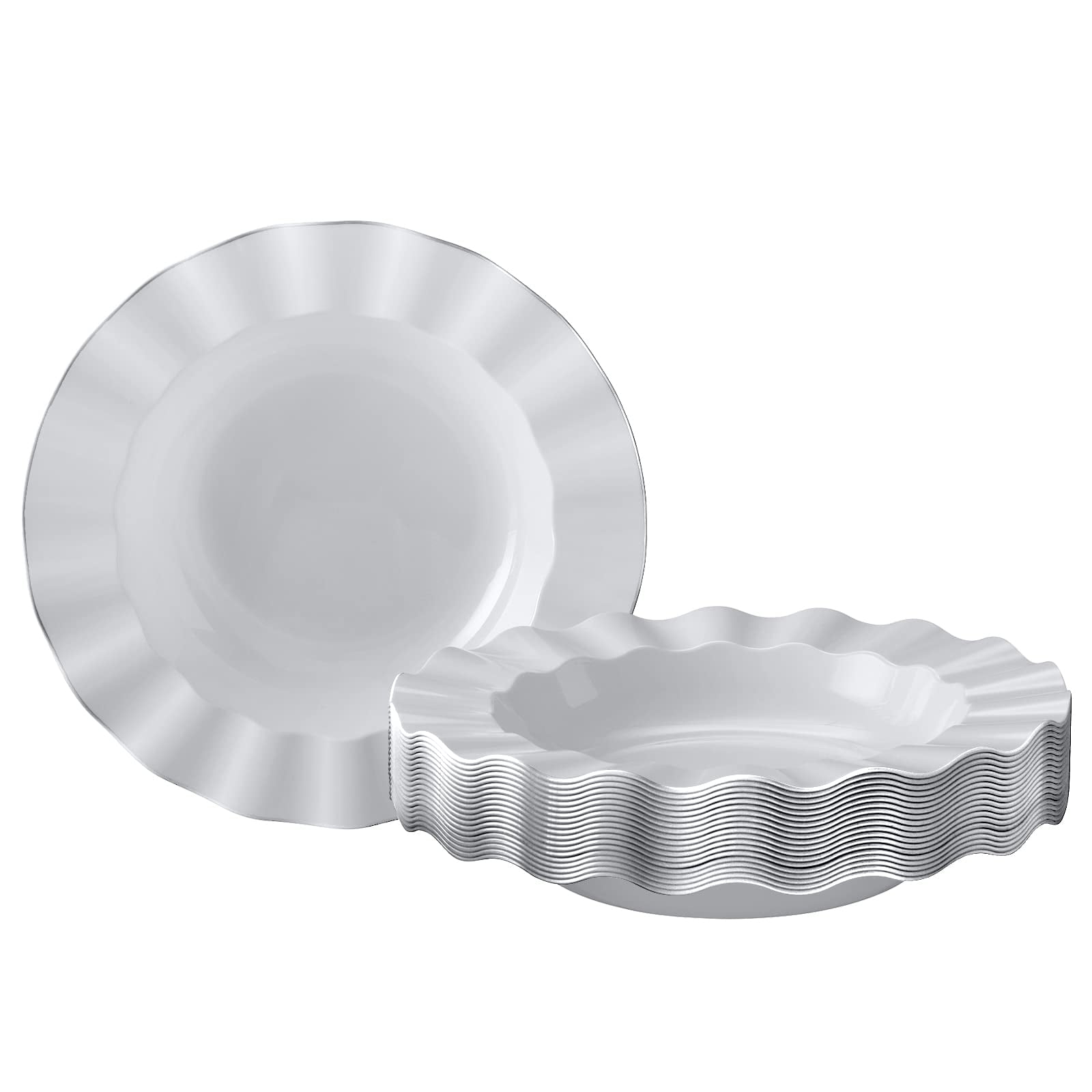 SILVER SPOONS Elegant Plastic TSF6 Plates for Party with Rim (20 PC ...