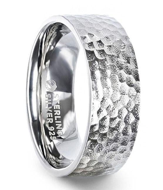 SILVERADO Silver Hammered Finish Flat Style Wedding Band-8mm - Walmart.com