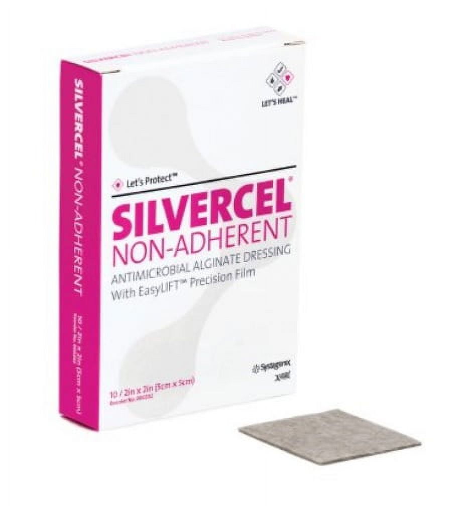 SILVERCEL Antimicrobial Wound Care Alginate Dressing, 2X2in Sterile ...