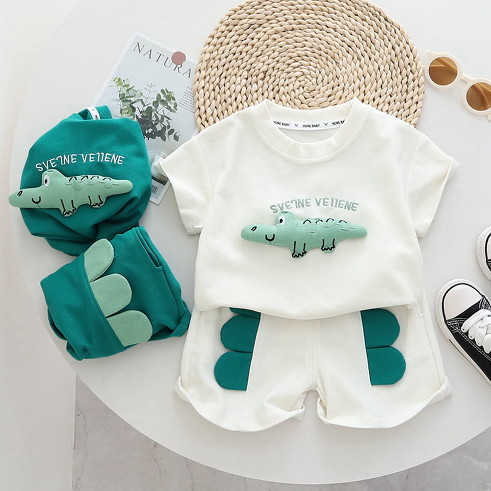 SILVERCELL 1-5Y Toddler Boy Summer Short Clothing Sets Cotton Crewneck ...