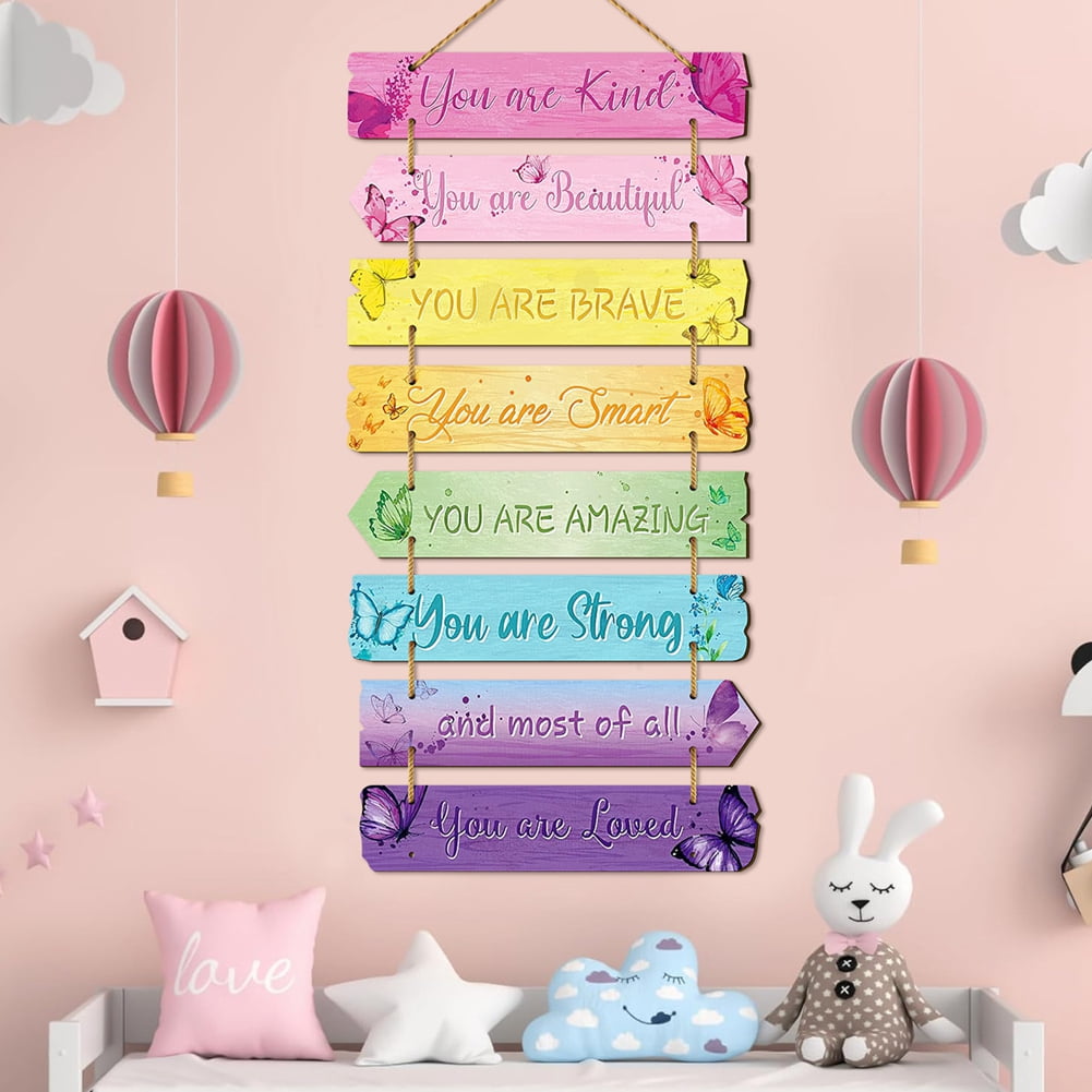 SILVERCELL 11x20 Inch Girls Room Decor Butterfly Wood Sign Wall Decor ...