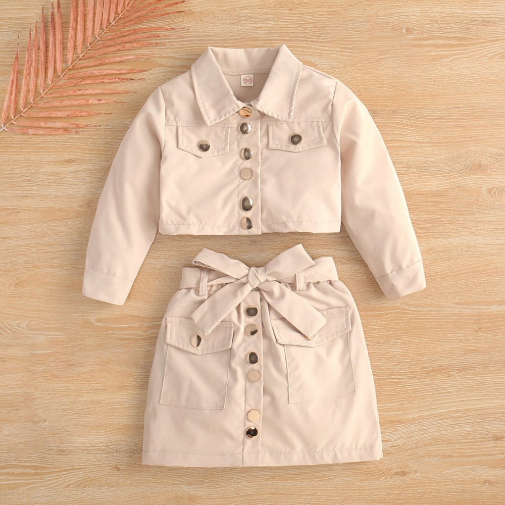 SILVERCELL 18M-6T Toddler Girls 2 Pieces Skirt Outfits Button Front ...