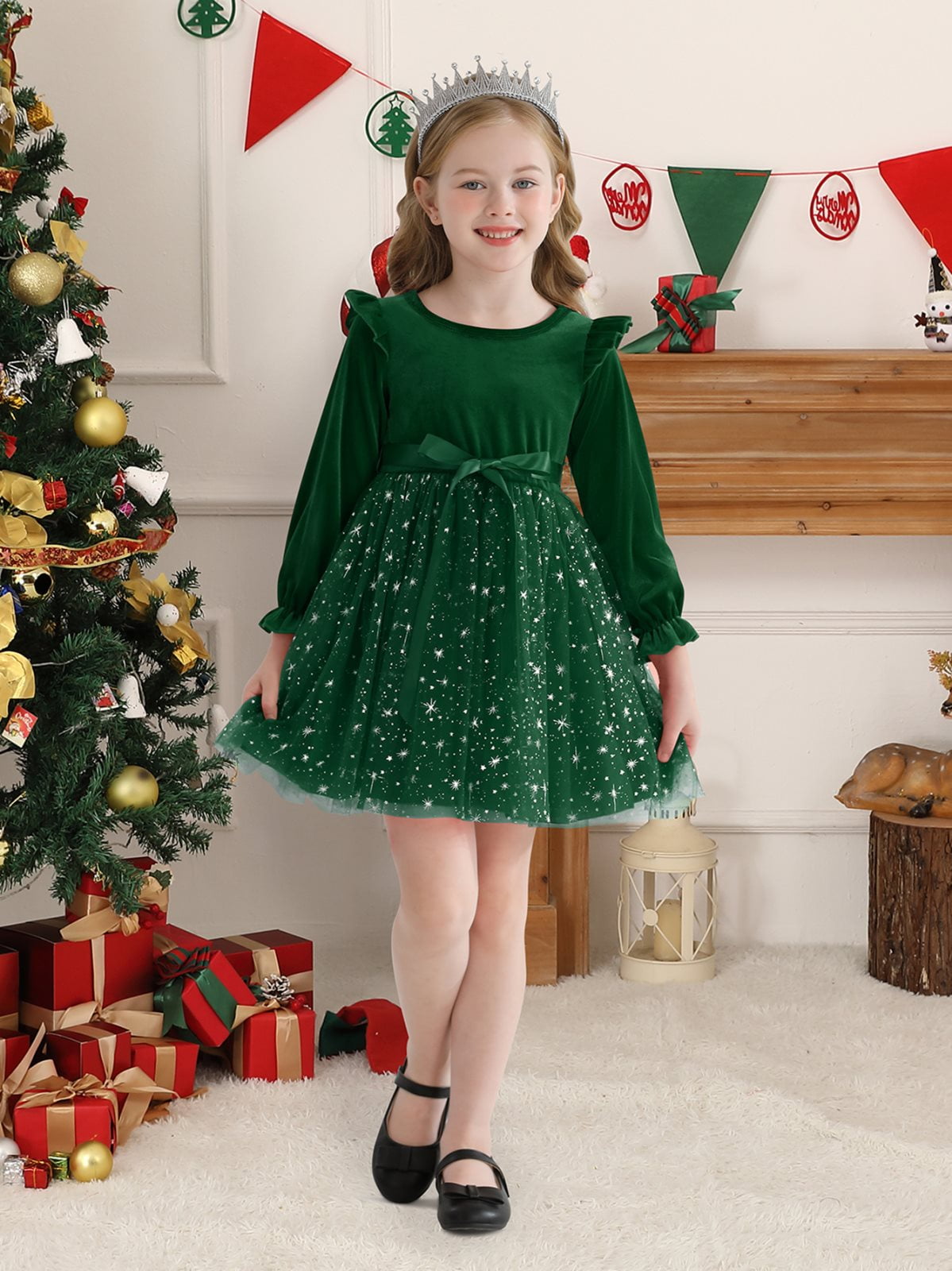 SILVERCELL 2-7T Toddler Girls Christmas Velvet Twirl Tutu Dresses ...