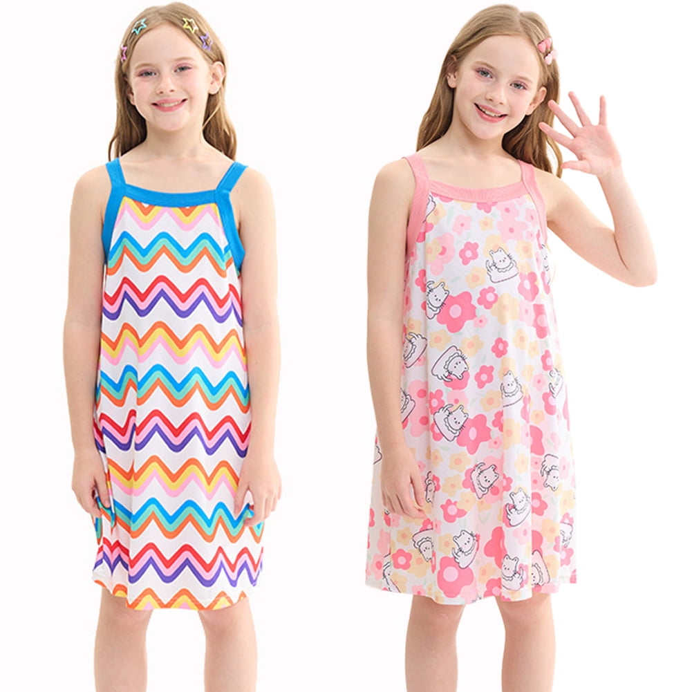 SILVERCELL 2 Pack Teens Toddler Girls Nightgowns Sleeveless Pajama ...