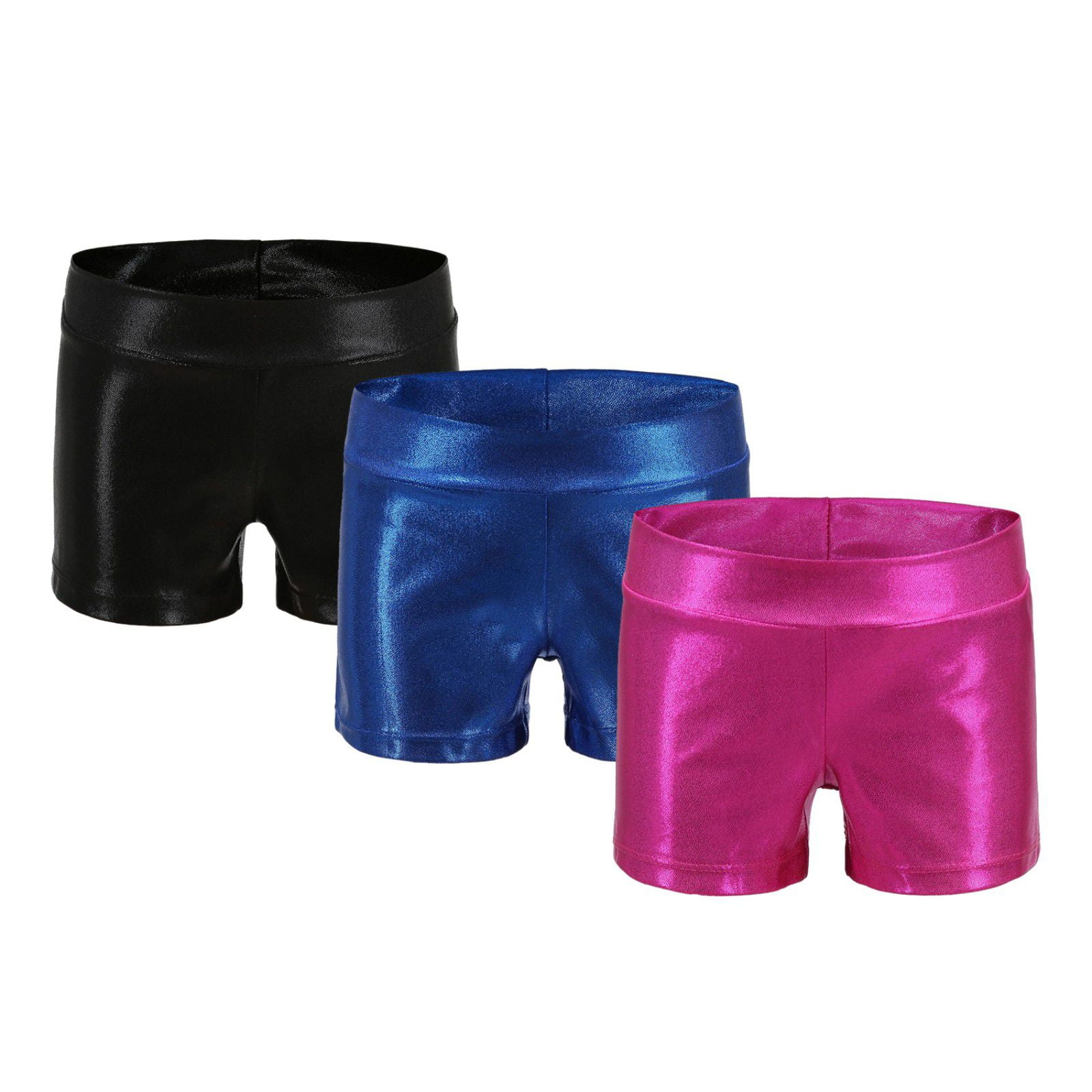 SILVERCELL 3 Pack 3-12Y Girls Gymnastics Shorts Kids Sparkle Dance ...