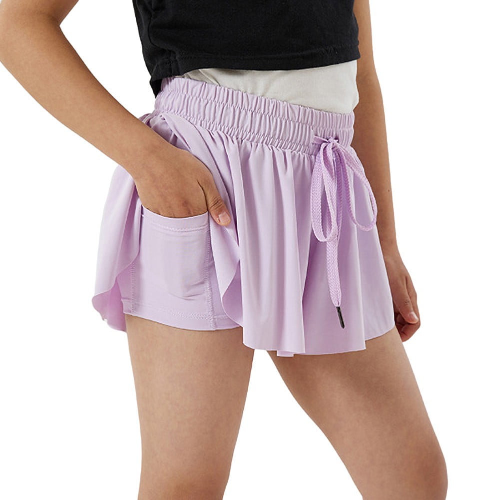 SILVERCELL 5-12T Girls 2-in-1 Flowy Shorts Butterfly Skirts, Teens ...