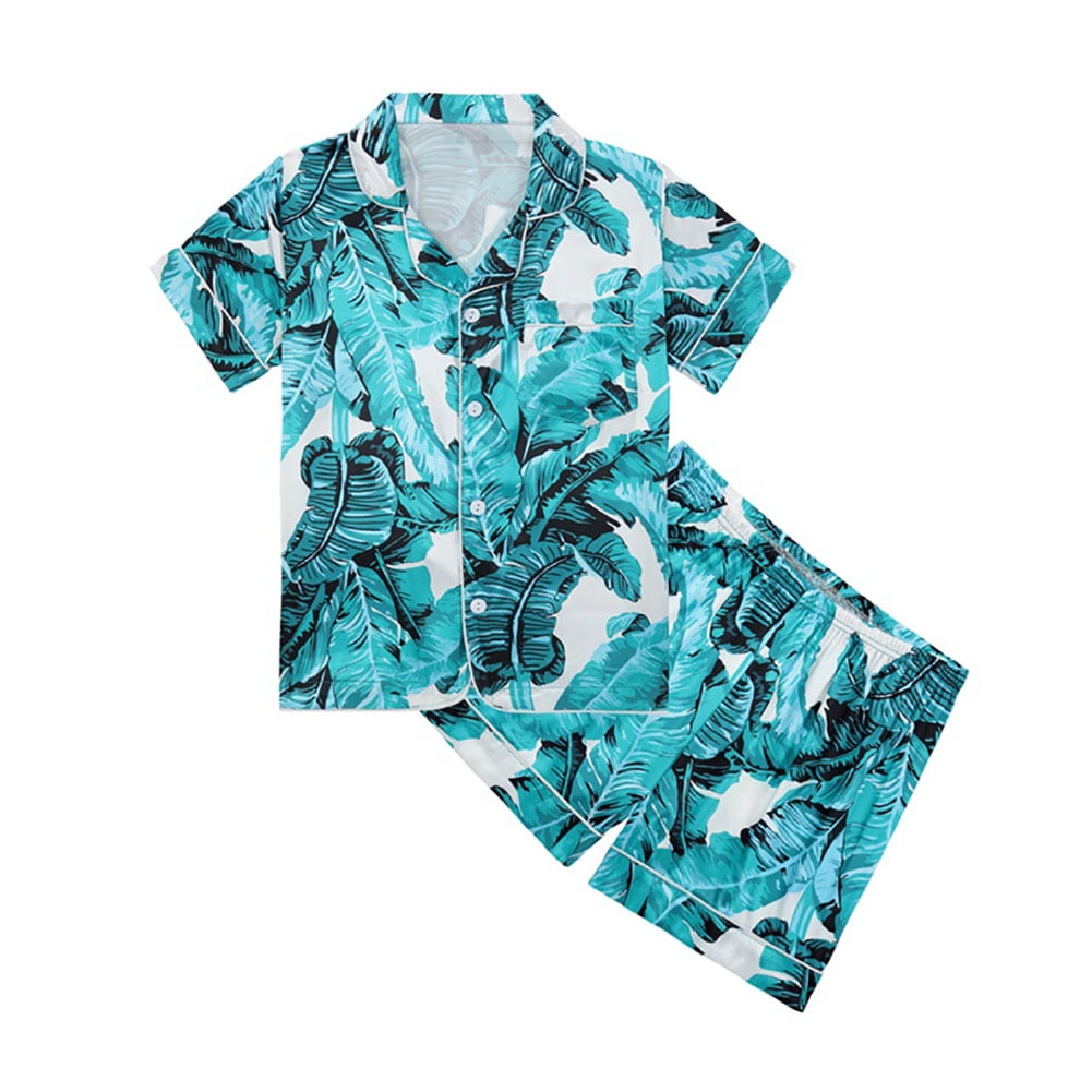 SILVERCELL 5-14T Child Satin Silk Pajamas Set Girls Boys Button Down ...