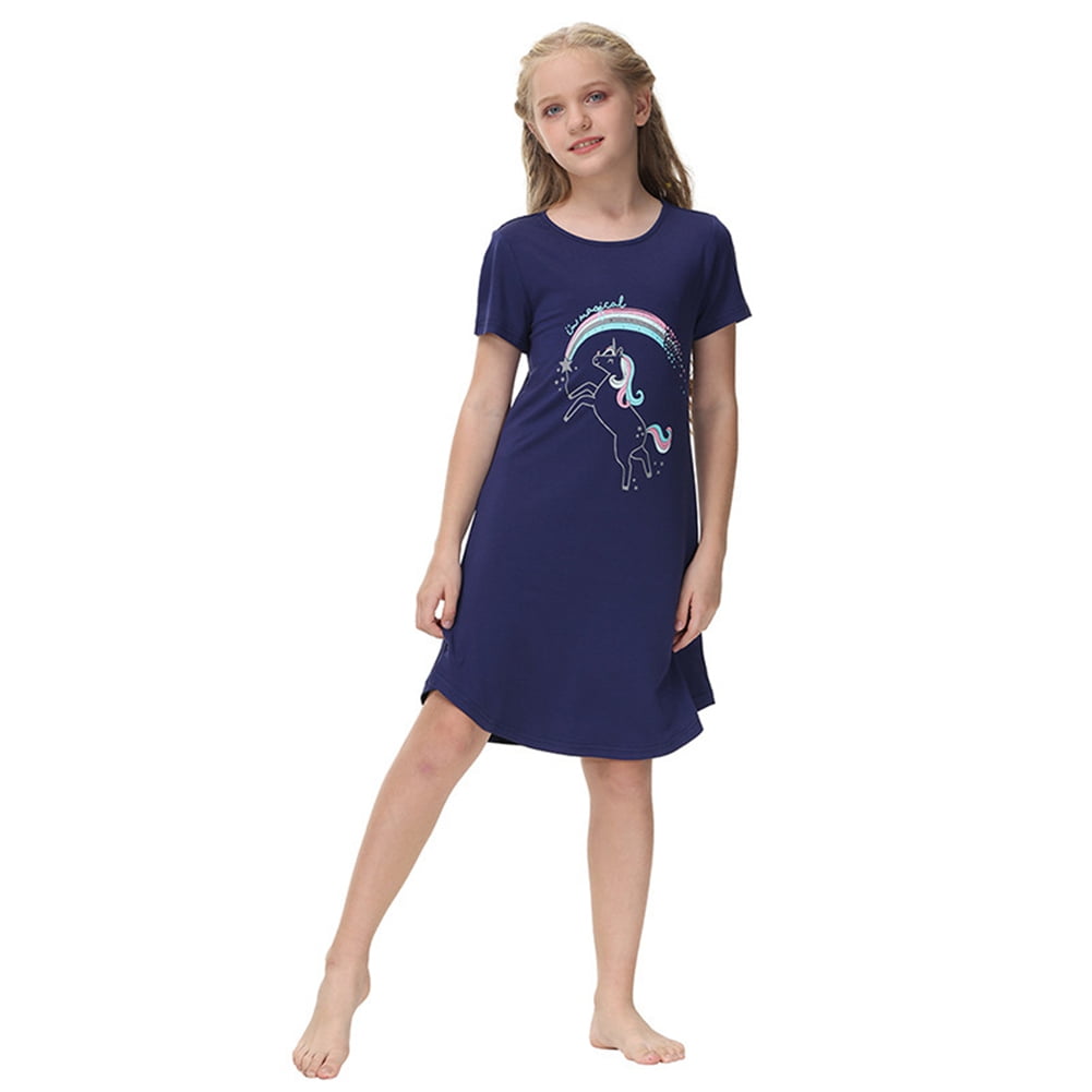 SILVERCELL Girls Nightgowns, Sleepshirts, Short Sleeve Pajama, Cartoon ...
