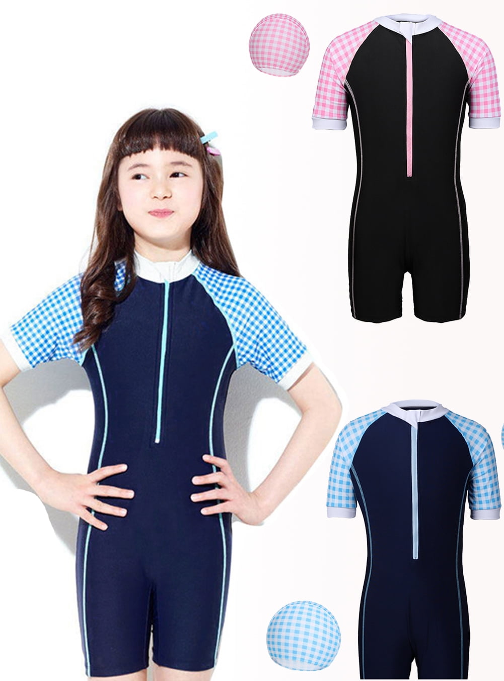 SILVERCELL 6-12T Girls and Boys One Piece Rash Guard Swimsuit Kid Water ...