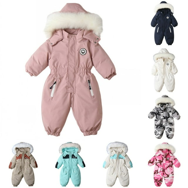 SILVERCELL 9M-3T Toddler Baby Girls Boys Winter One Piece Snowsuits Overalls Ski Suits ...
