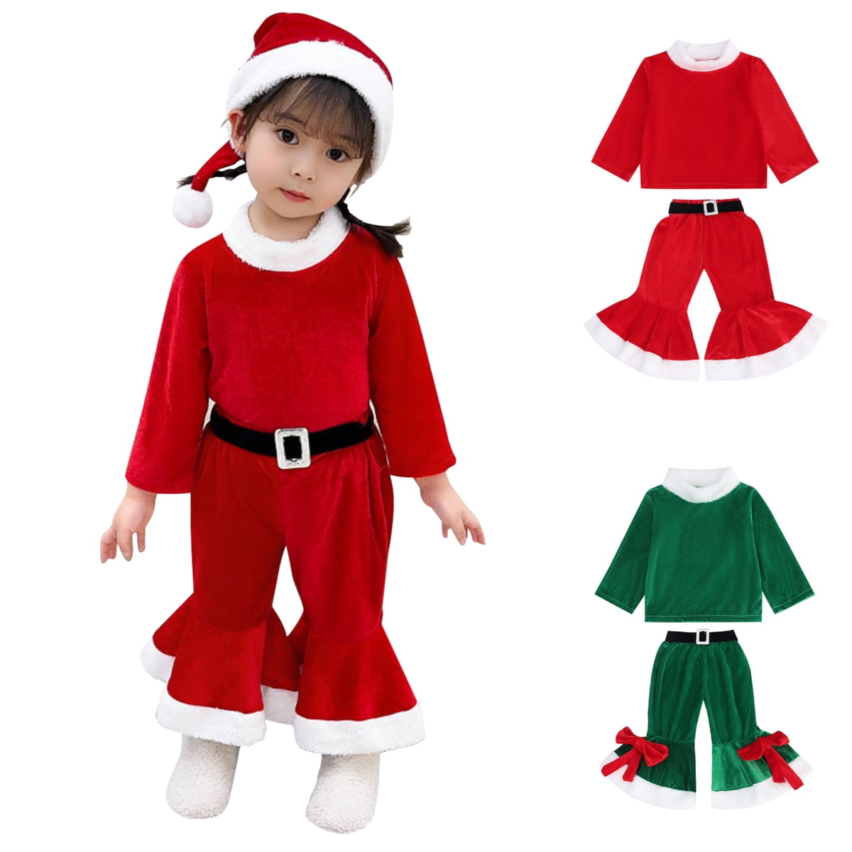 SILVERCELL Baby Girl Christmas Cosplay Santa Claus Costume Set 2Pcs ...