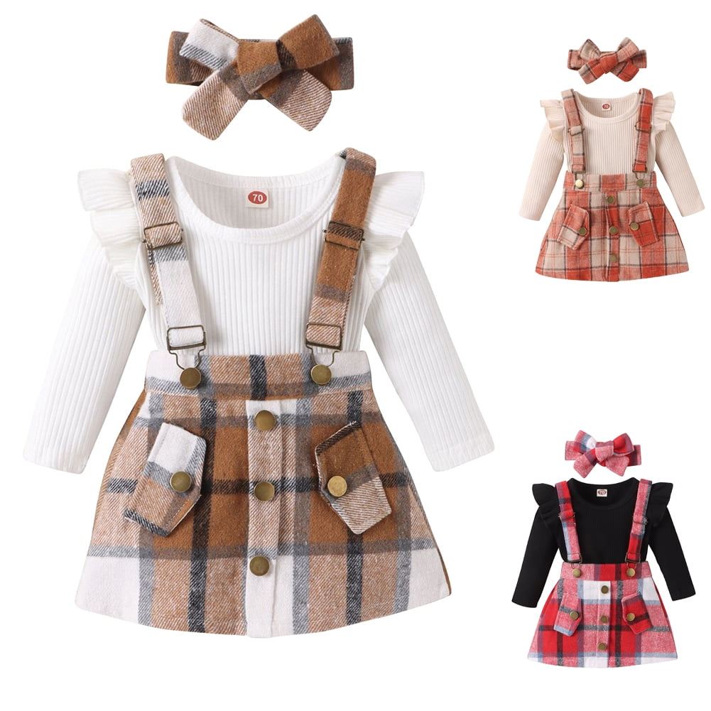 SILVERCELL Baby Girls Fall Clothes Ruffle Long Sleeve Ribbed Romper ...