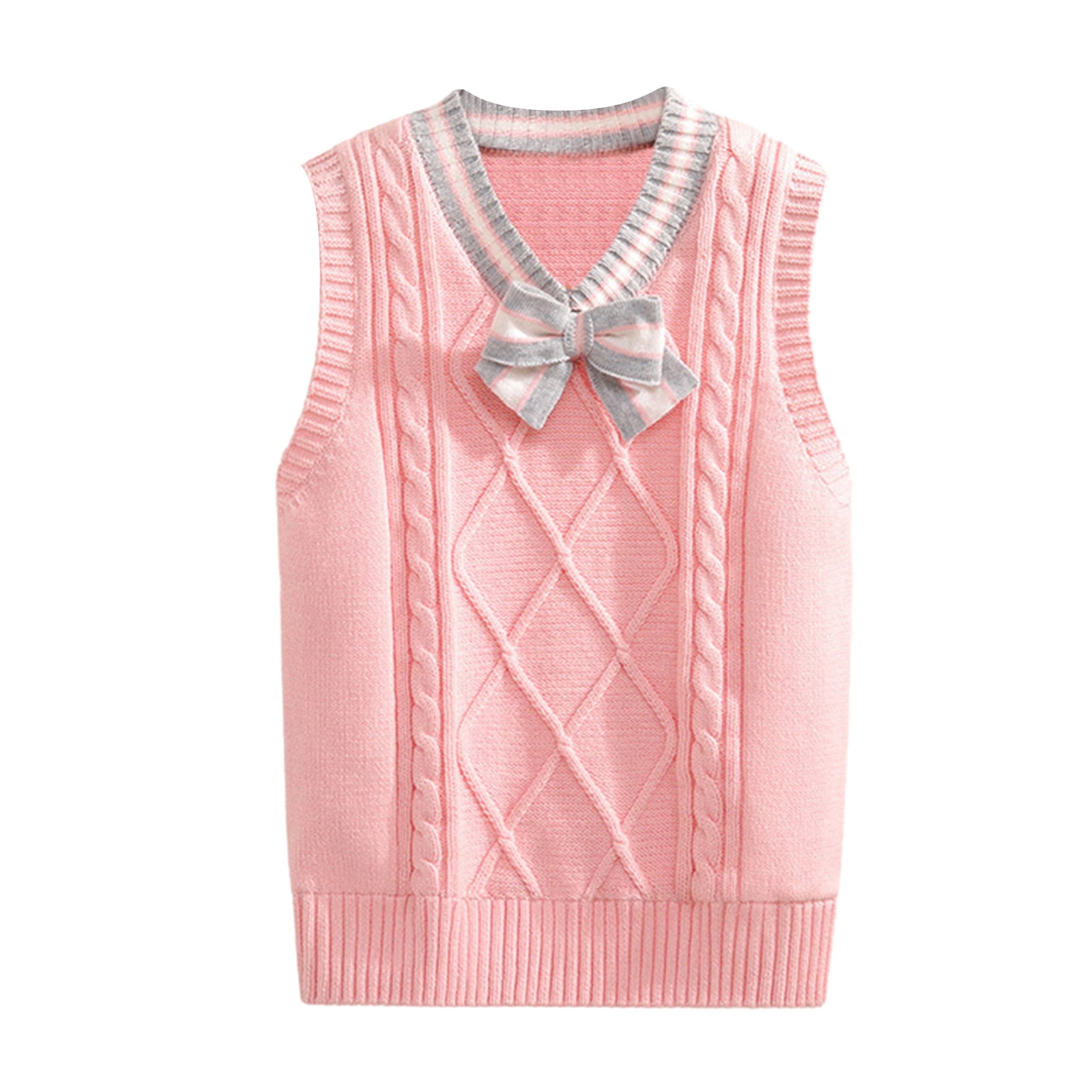 SILVERCELL Bowknot Sweater Vest 100% Cotton School Uniform Vest for ...