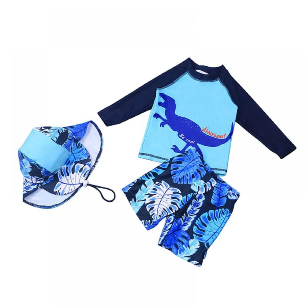 SILVERCELL Boys Two Piece Rash Guard Swimsuits Kids Long Sleeve Shark ...