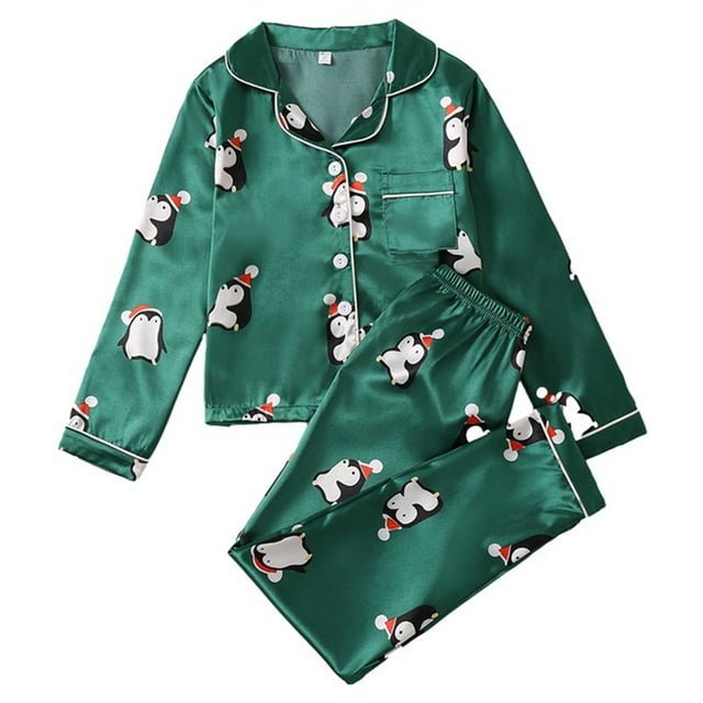 SILVERCELL Christmas Silk Satin Pajamas for Mommy and Me Snowmen/Elk ...