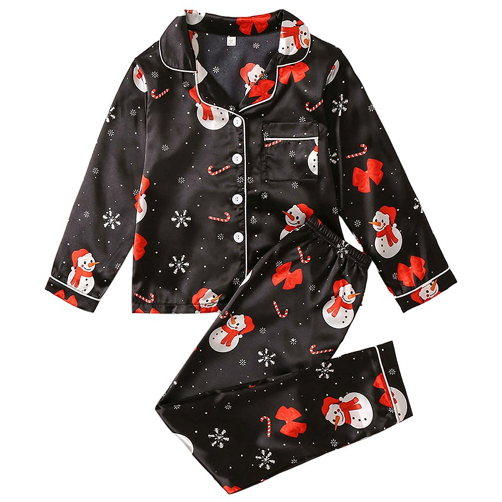 SILVERCELL Christmas Silk Satin Pajamas for Mommy and Me Snowmen/Elk ...