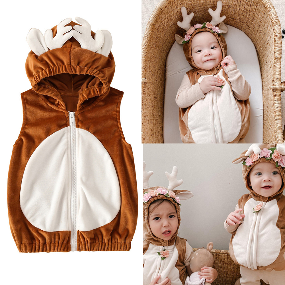SILVERCELL Cute Baby Elk Costume for Christmas Infant Sleeveless Hooded ...