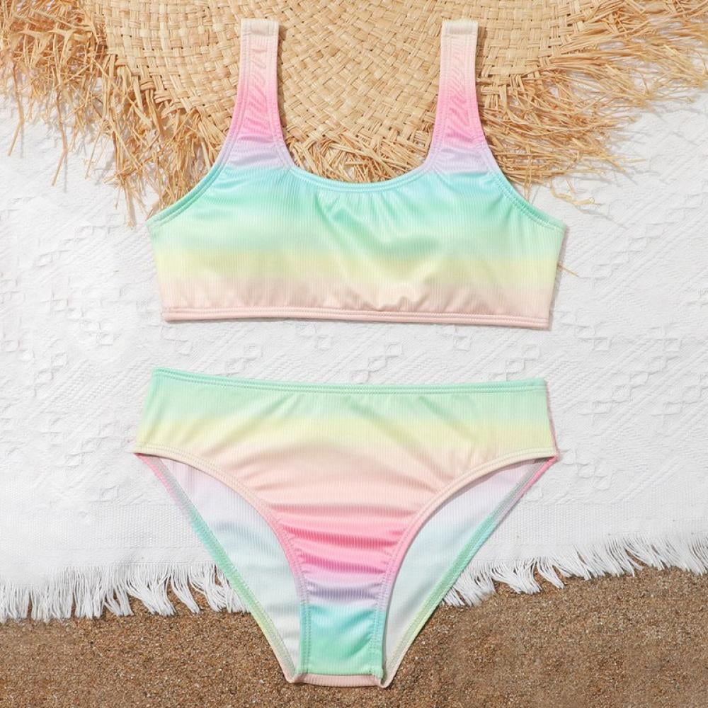 SILVERCELL Girl's 2 Piece Swimsuit Sport Gradient High Waist Bikini Set ...