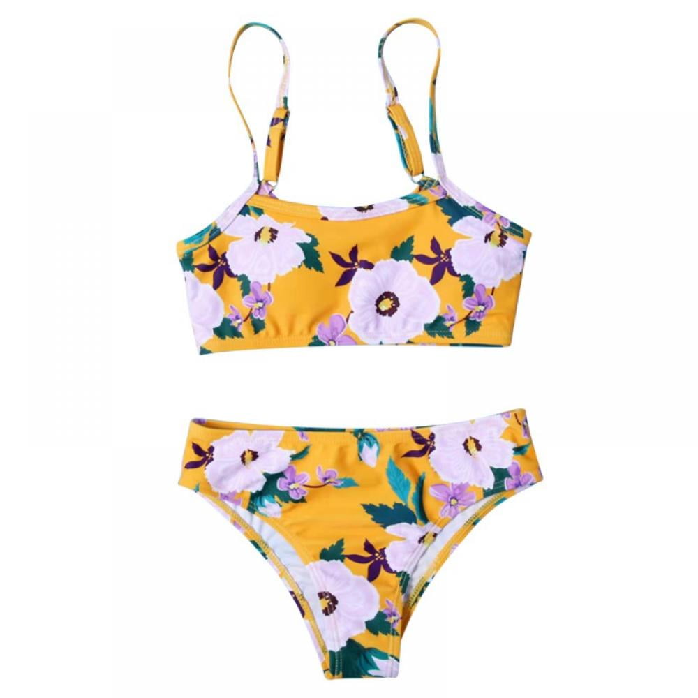 SILVERCELL Girl's Spaghetti Strap Bikini Set High Cut Two Piece Bathing ...