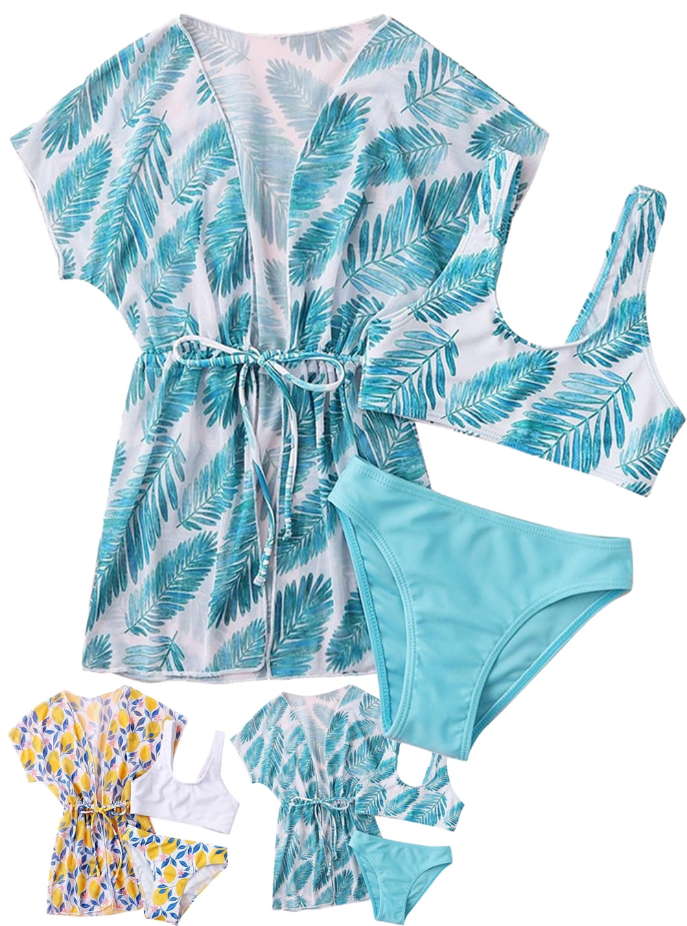 SILVERCELL Girls 3PC Swimwear Tankini Set Kids Bathing Suit Halter Top ...