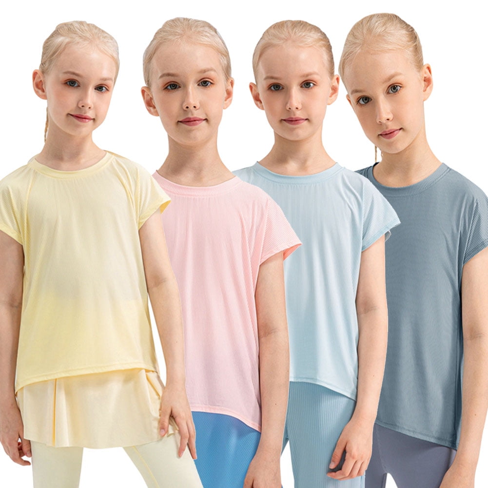SILVERCELL Girls Athletic Tops Short Sleeves Dry Fit Active Yoga Dance ...