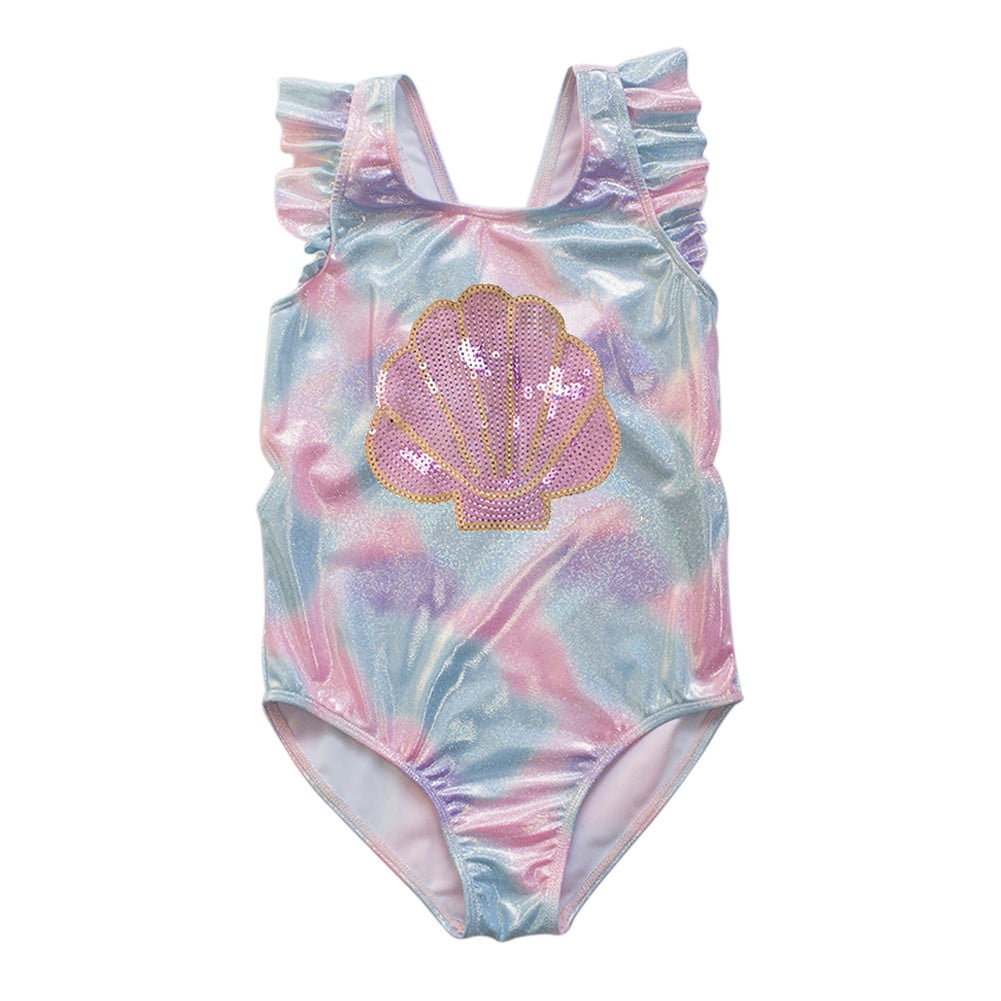 SILVERCELL Girls One Piece Swimsuit Kids Ruffle Bathing Suit Swimwear ...