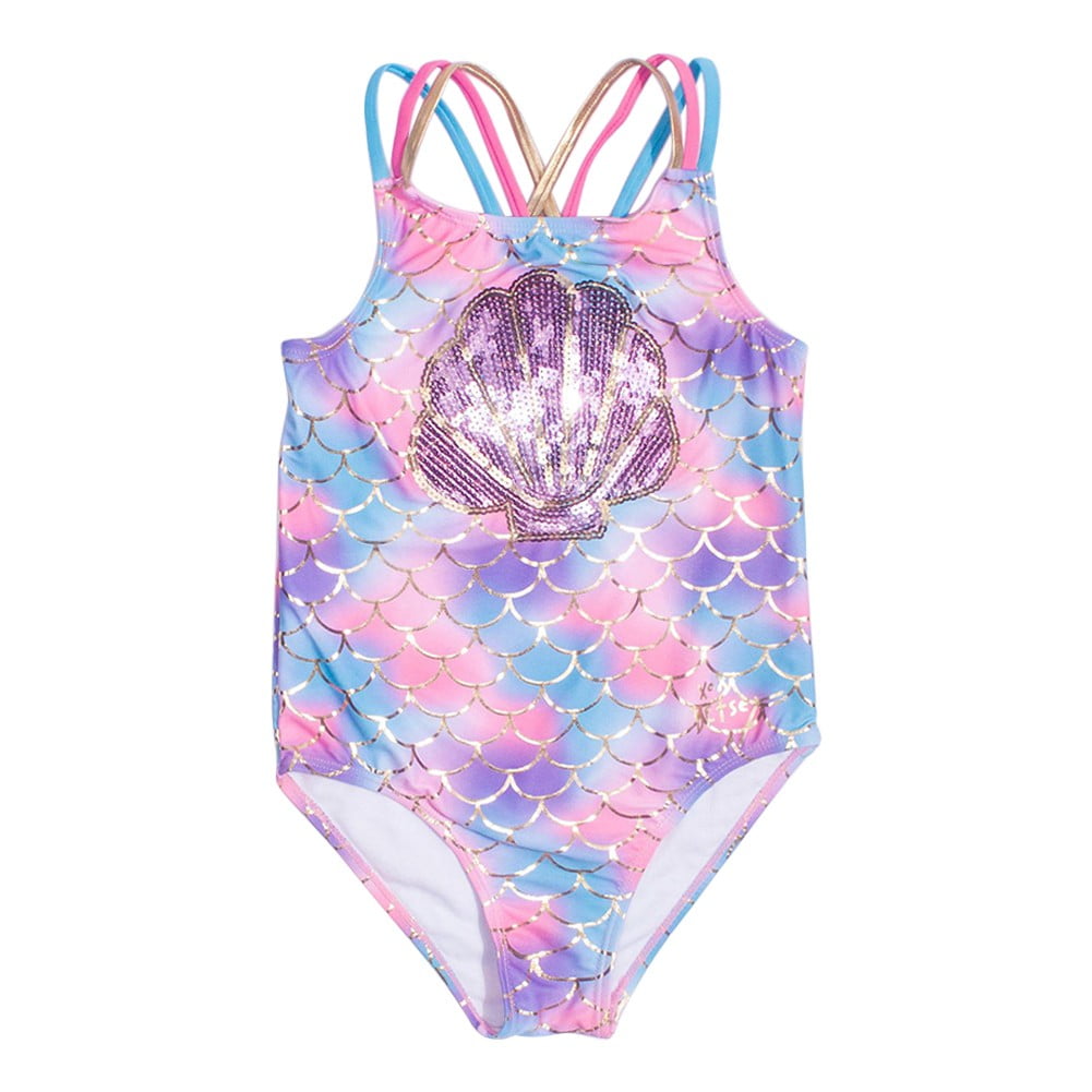 SILVERCELL Girls One Piece Swimsuit Kids Ruffle Bathing Suit Swimwear ...