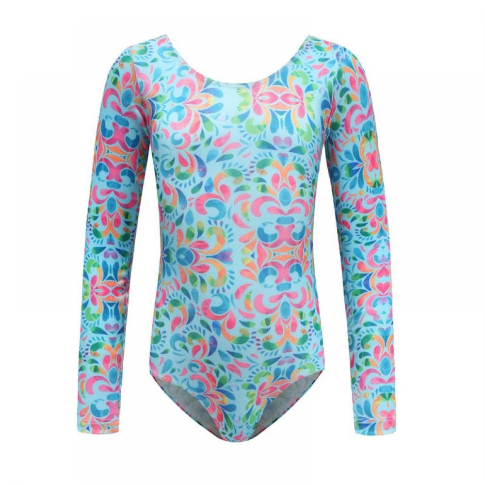 SILVERCELL Kid Girls Gymnastic Leotard Long Sleeve Color Gradient ...