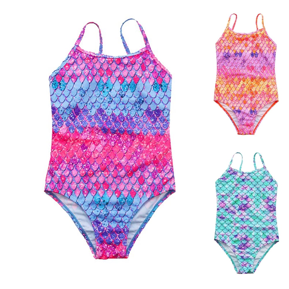 SILVERCELL Kids Girls Cute Mermaid Printed One Piece Swimsuits ...