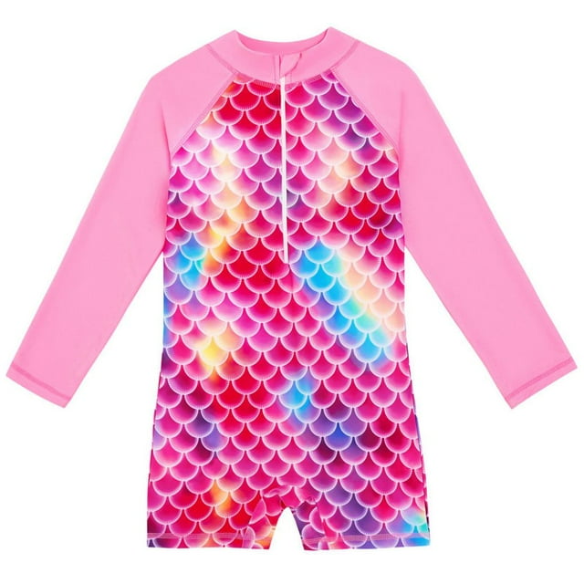 SILVERCELL Kids Girls One Piece Swimsuits Mermaid Swimwear Rash Guard Bathing Suit 4-12Y ...