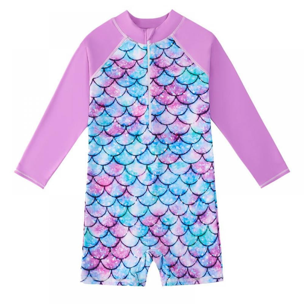 SILVERCELL Kids Girls One Piece Swimsuits Mermaid Swimwear Rash Guard ...
