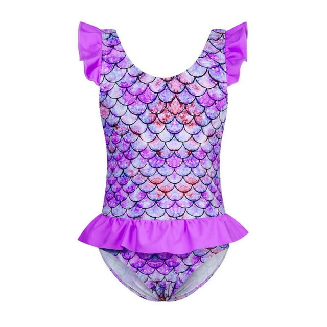 SILVERCELL Kids Girls One Piece Swimsuits Ruffle Beach Bathing Suit 1-8 ...