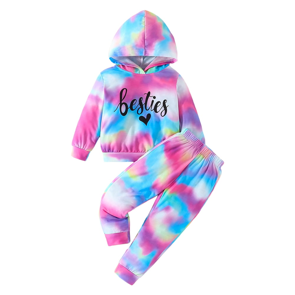 SILVERCELL Kids Girls Sweatsuits Tie Dye 2 Piece Hoodies Outfits Long ...