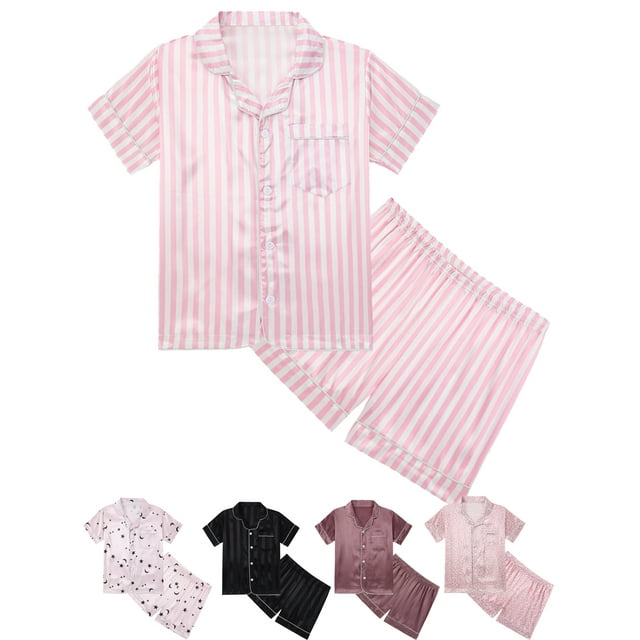 SILVERCELL Kids Satin Pajamas Sets for Boys Girls Loungewear Sets Teen ...