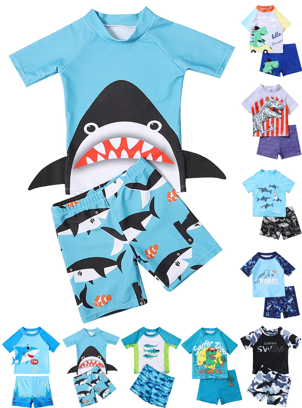 SILVERCELL Kids Toddler Boys Swimsuits Set 2 Piece Swimwear Set Short ...