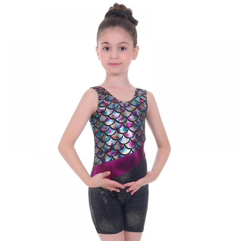 SILVERCELL Leotards for Girls Gymnastics with Shorts Unicorn Mermaid ...