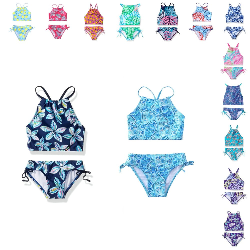 SILVERCELL Little Girls Summer Beach Halter Bikini Set, Big Girls ...