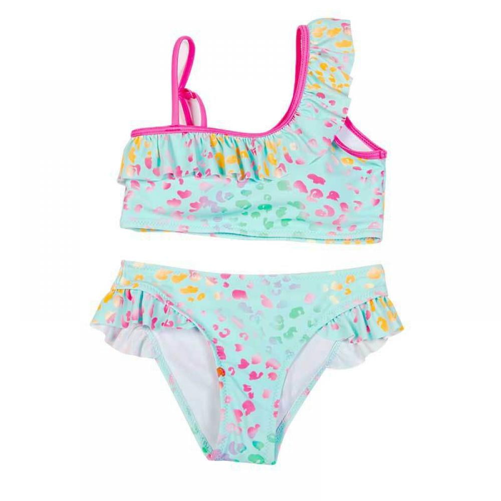 SILVERCELL One Shoulder Swimsuits for Girls Two Piece Ruffle Bathing ...