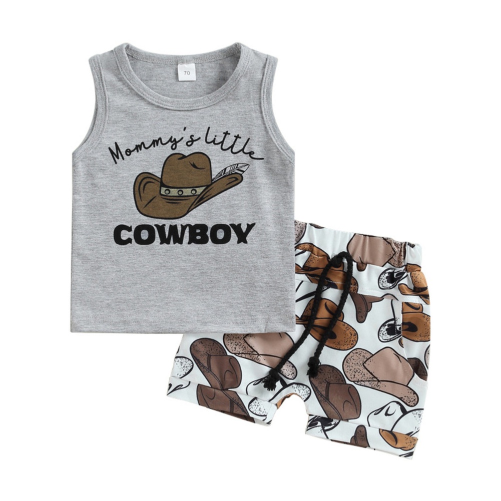 SILVERCELL Toddler Baby Boy Western Clothes Cow Print Sleeveless Tank Tops Shorts Summer Outfit ...