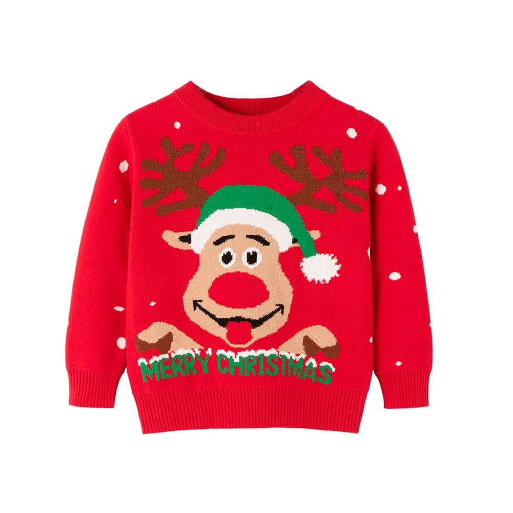 SILVERCELL Toddler Boy Girls Christmas Sweater Cute Funny Reindeer ...