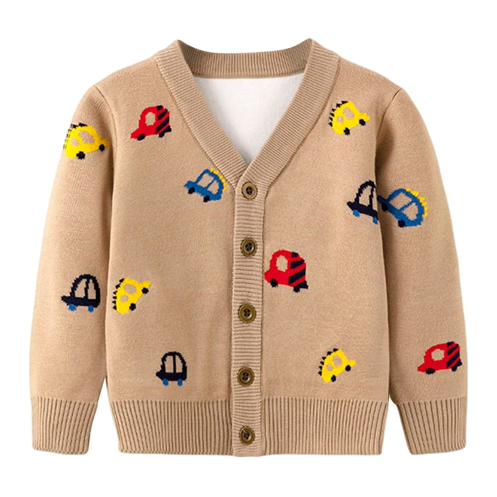 SILVERCELL Toddler Boys Girls Cardigan Sweater Button Up Cartoon Car ...